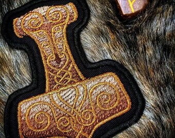 Mjolnir Thor's Hammer VIking Norse Patch Biker Leather | Etsy
