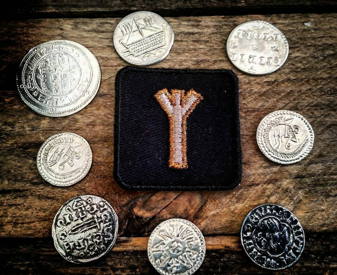 Copper Algiz Rune Patch Runic Biker Badge Runology Viking Runes Eldar ...