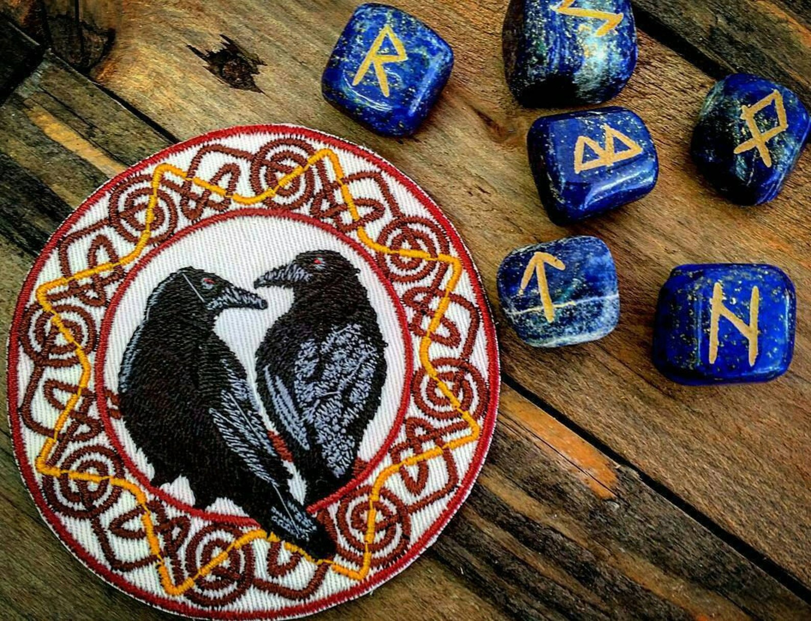 Hugin and Munin Odin's Ravens Norse Compass Vikingpatch | Etsy UK