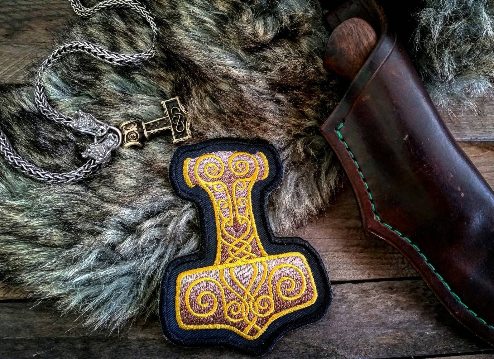 Mjolnir Thor's Hammer VIking Norse Patch Biker Leather | Etsy