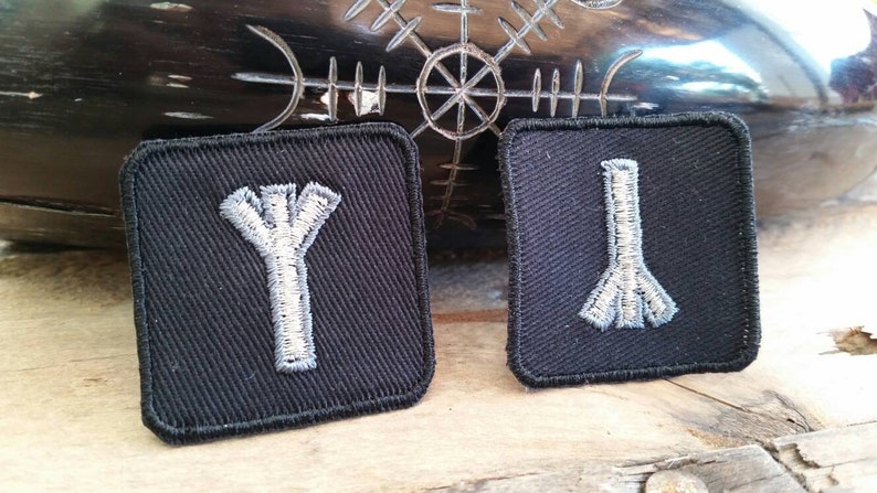Silver Algiz Rune Patch Runic Biker Badge Runology Viking - Etsy