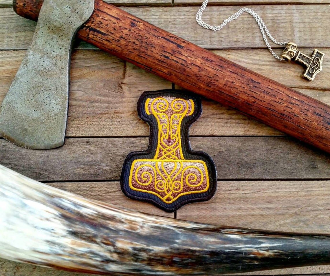 Mjolnir Thor's Hammer Viking Norse Patch Biker Leather - Etsy