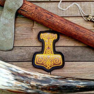 Mjolnir Thor's Hammer Viking Norse Patch Biker Leather Embroidery - Etsy