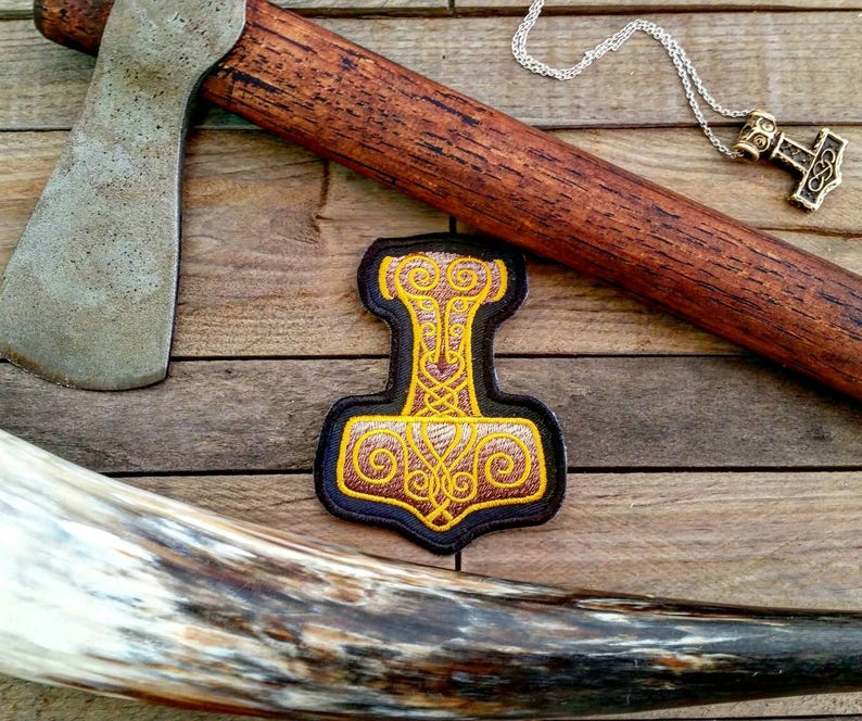 Mjolnir Thor's Hammer Viking Norse Patch Biker Leather - Etsy