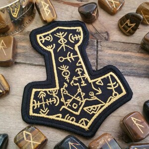 Mystic Mjolnir Patches Thor's Hammer Badge Heathen Viking Pagan ...