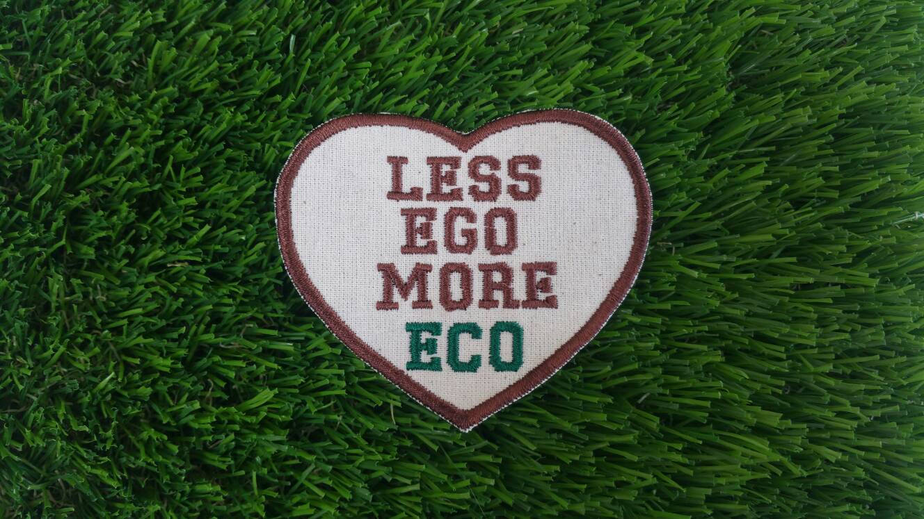 Less Ego More Eco Heart Shaped Sew On Embroidered Patch Fabric | Etsy