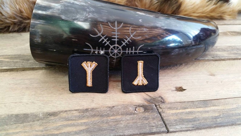 Copper Algiz Rune Patch Runic Biker Badge Runology Viking - Etsy
