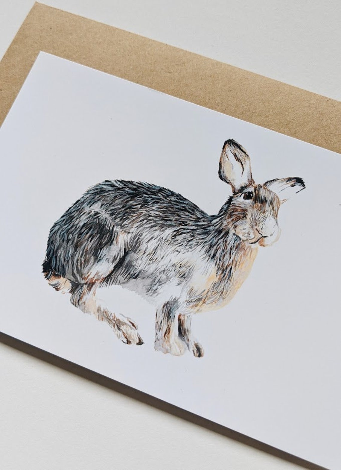 4x6 Watercolour Hare Rabbit Print Woodland print | Etsy