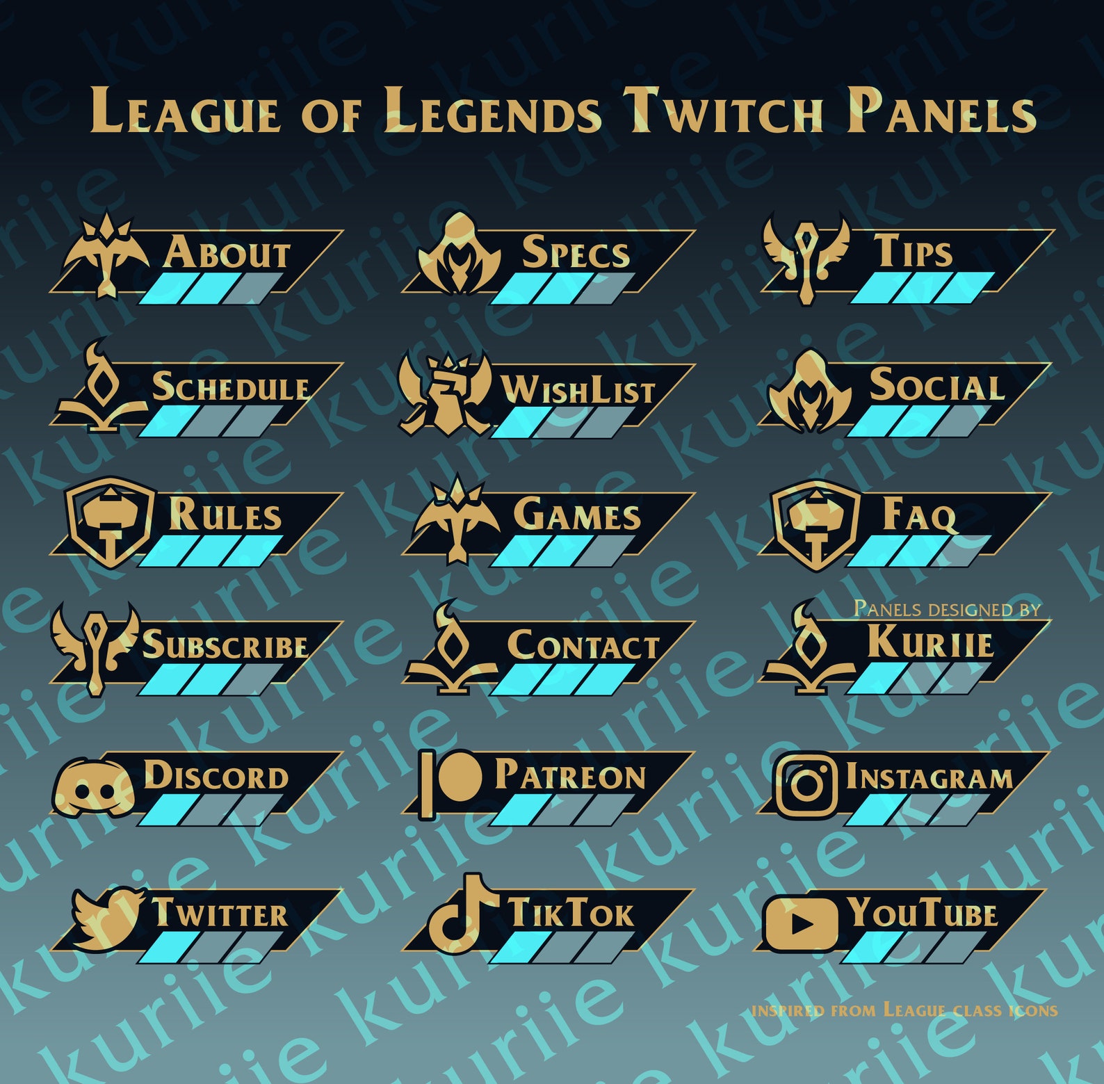 17 League Style Twitch Panels (roles) - INSTANT DOWNLOAD! - Etsy