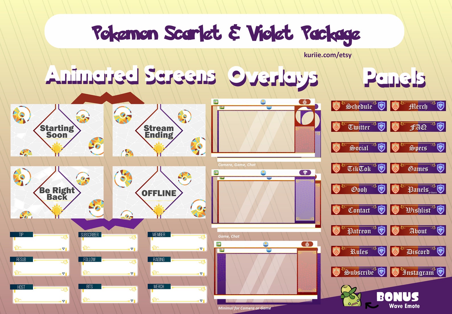 Pokémon Scarlet / Violet Stream Overlay Package | Animated Screens ...