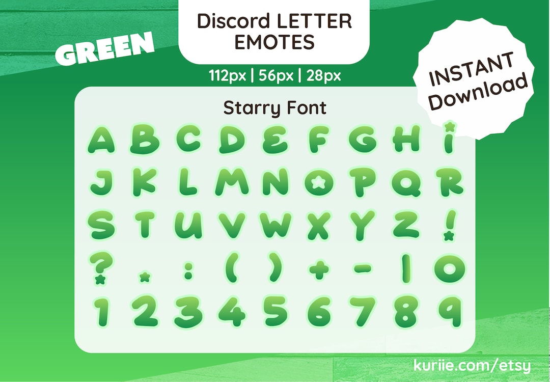 45 Discord LETTER & Number Emotes -green Starry Design - INSTANT ...