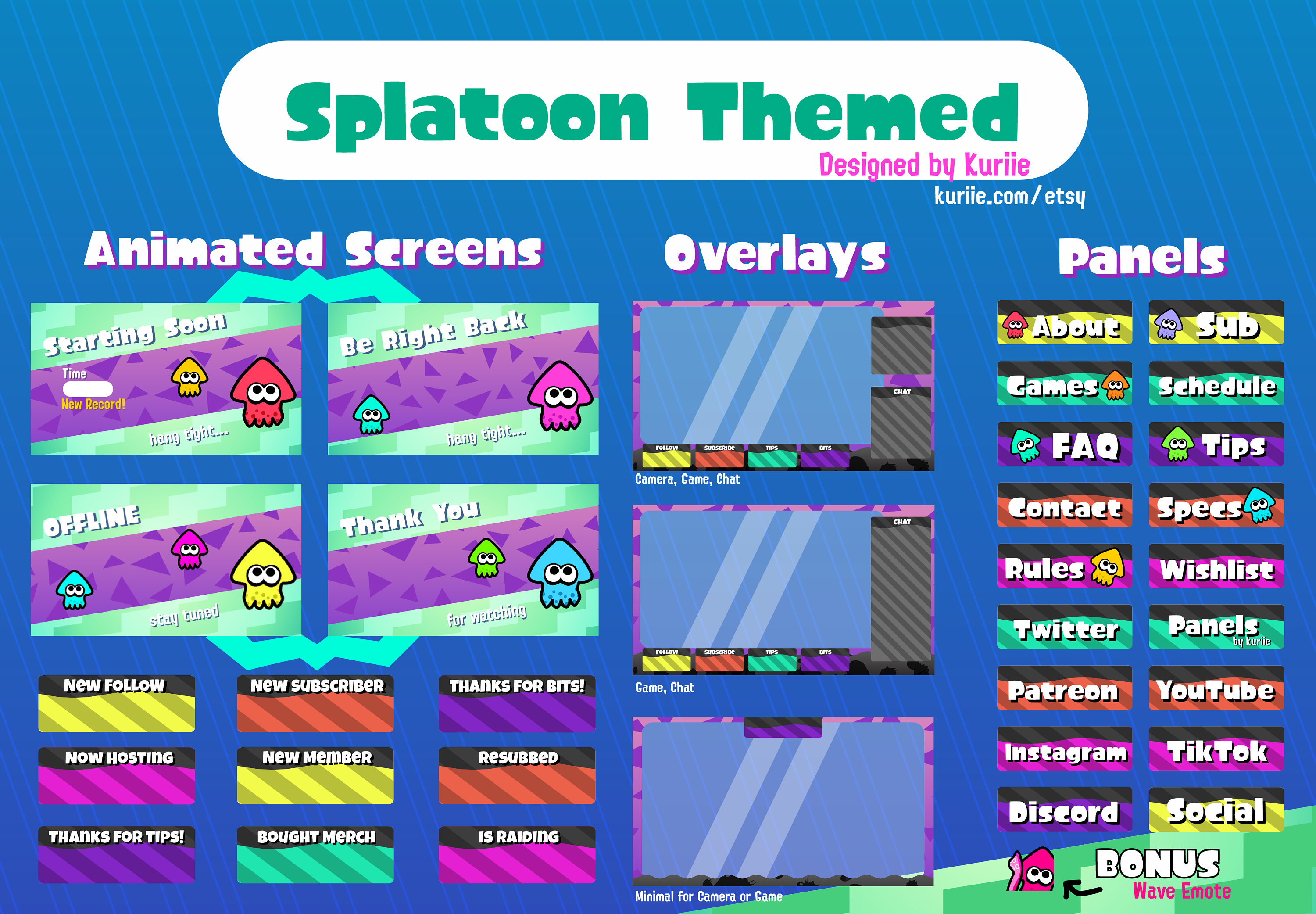 Splatoon Stream Overlay Package | Animated Screens | Overlays | Panels ...