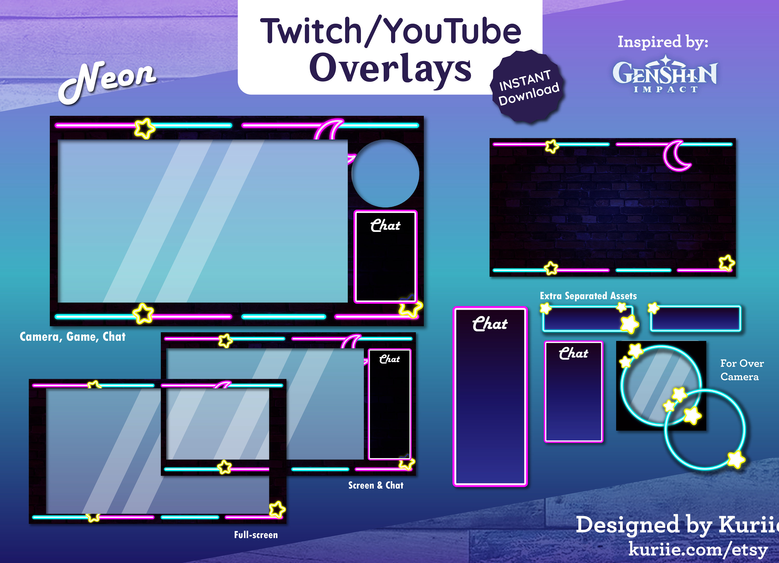 Neon Stream Overlays & Extra Assets for Twitch, Youtube, Facebook ...