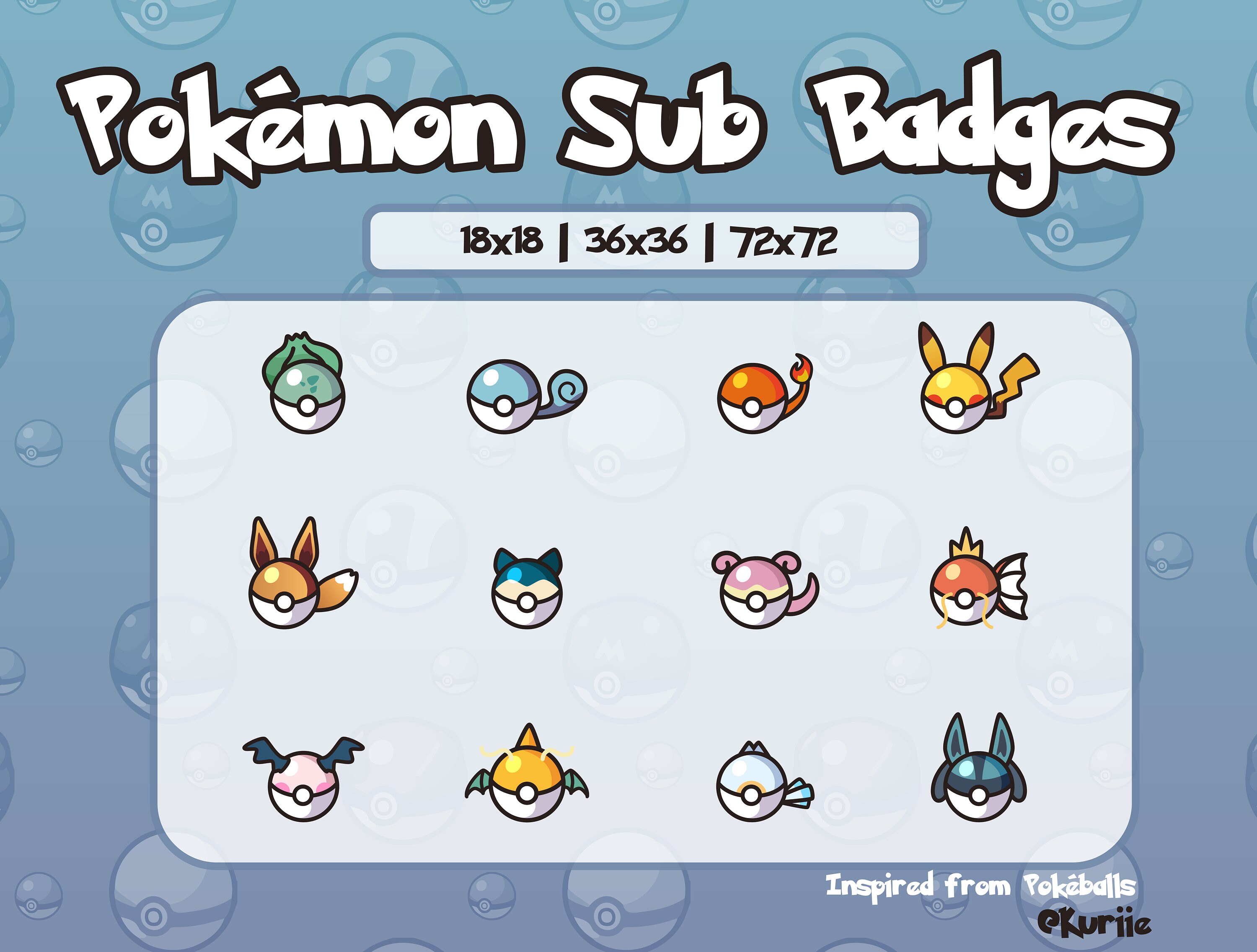 12 Pokémon Style Sub Badges (pokeball) - INSTANT DOWNLOAD! - Etsy