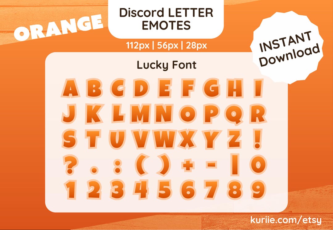 45 Discord LETTER & Number Emotes - Orange Lucky Design - INSTANT ...