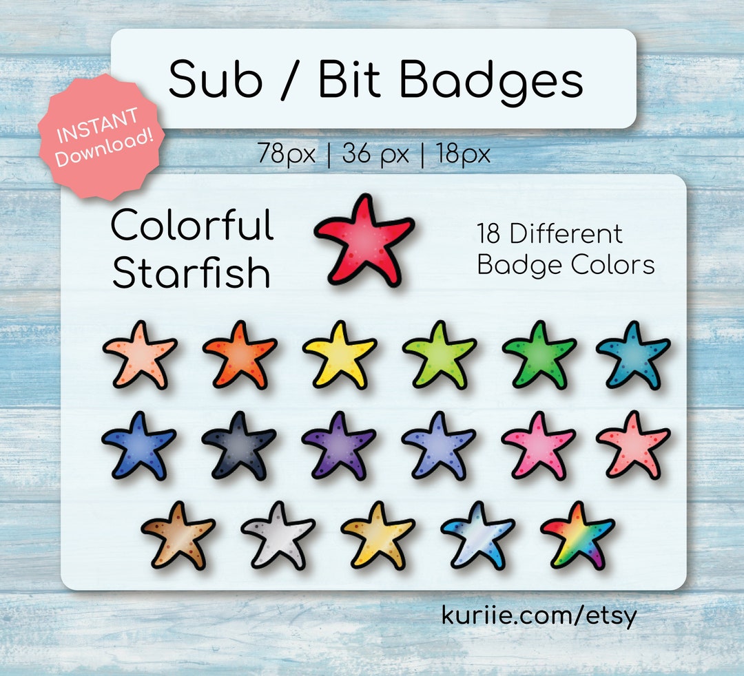 18 Starfish Sub / Bit Badges - INSTANT DOWNLOAD! (great for Summer!) - Etsy