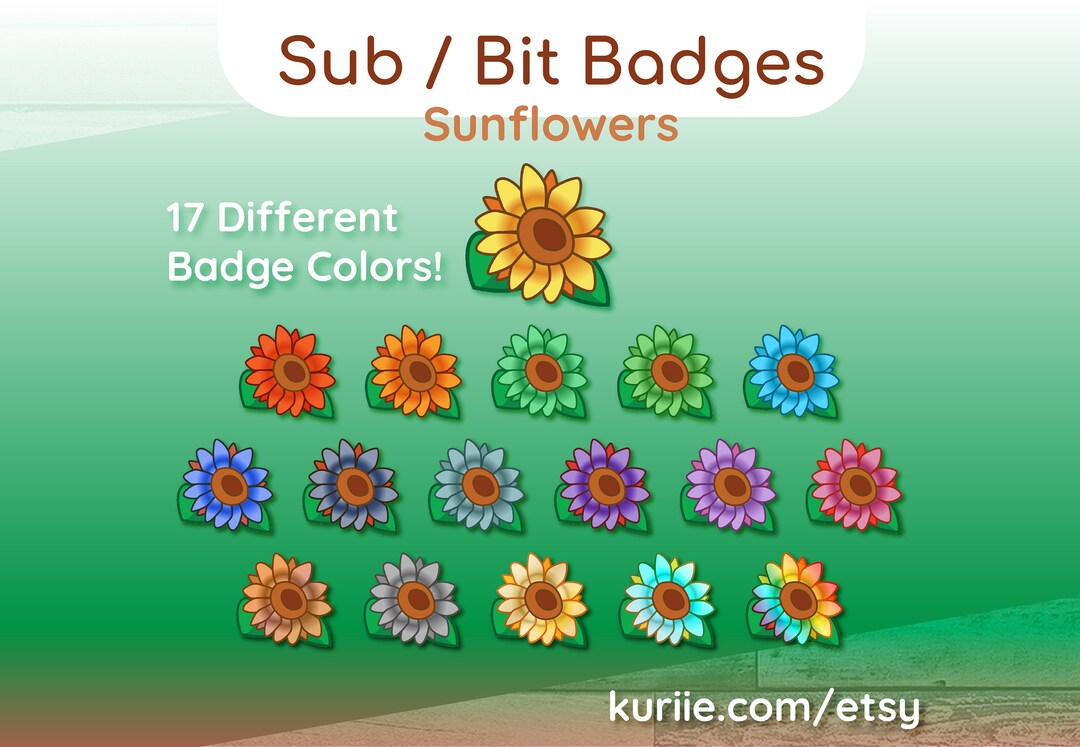 18 Sunflower Sub / Bit Badges - INSTANT DOWNLOAD! | for Twitch, Youtube ...