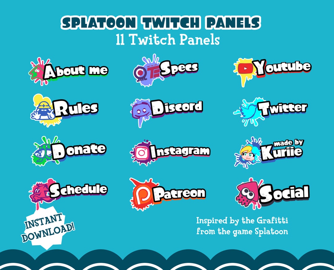 Splatoon Style Twitch Panels - INSTANT DOWNLOAD! - Etsy