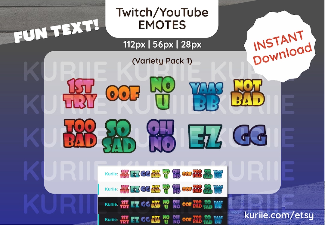 10 Text Emotes! | Emote BUNDLE | for Twitch / Youtube / Discord ...