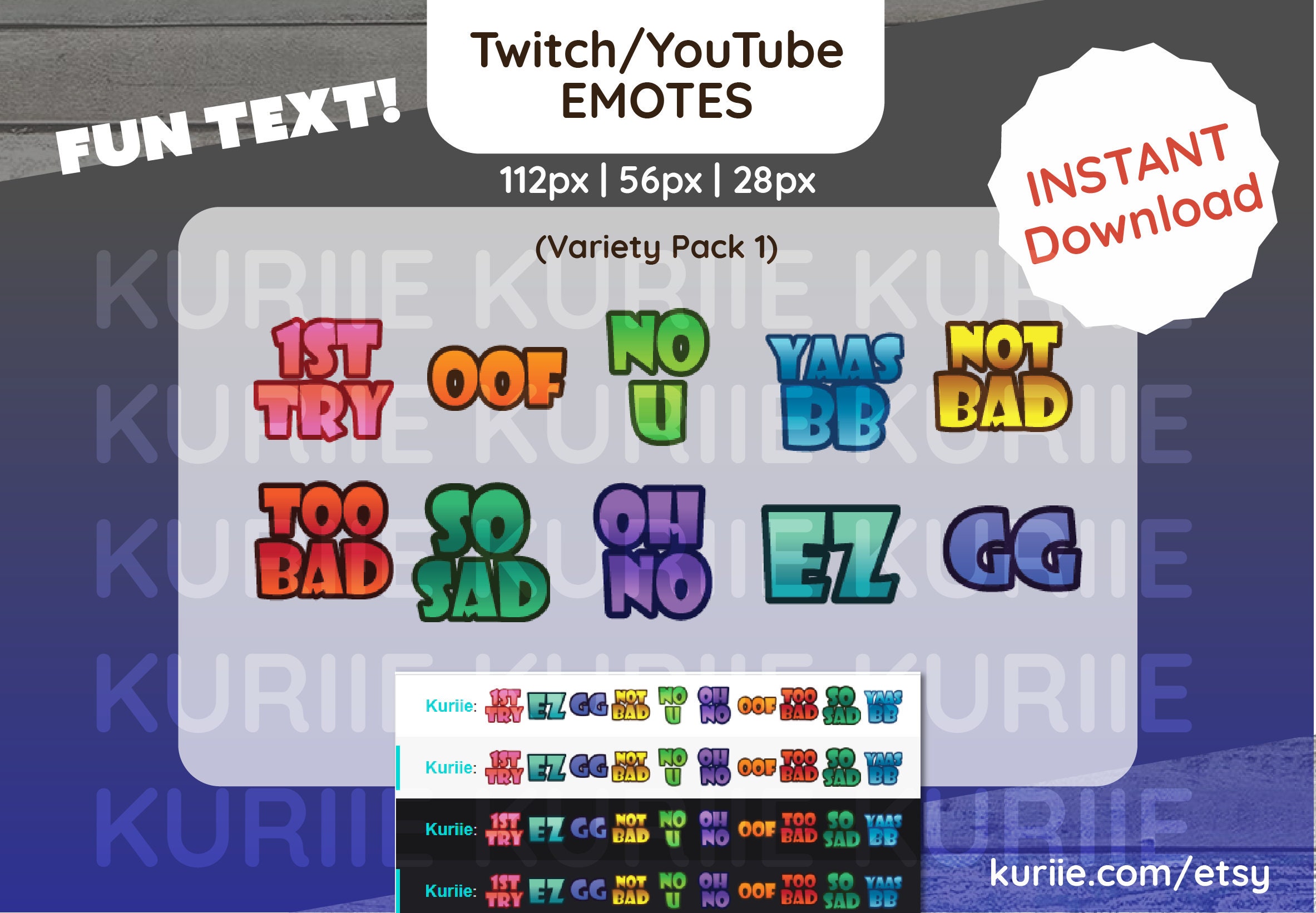 10 Text Emotes Emote BUNDLE for Twitch / Youtube / Discord / Facebook ...