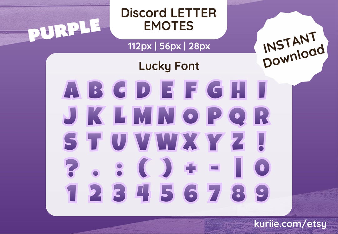 45 Discord LETTER & Number Emotes - Purple Lucky Design - INSTANT ...