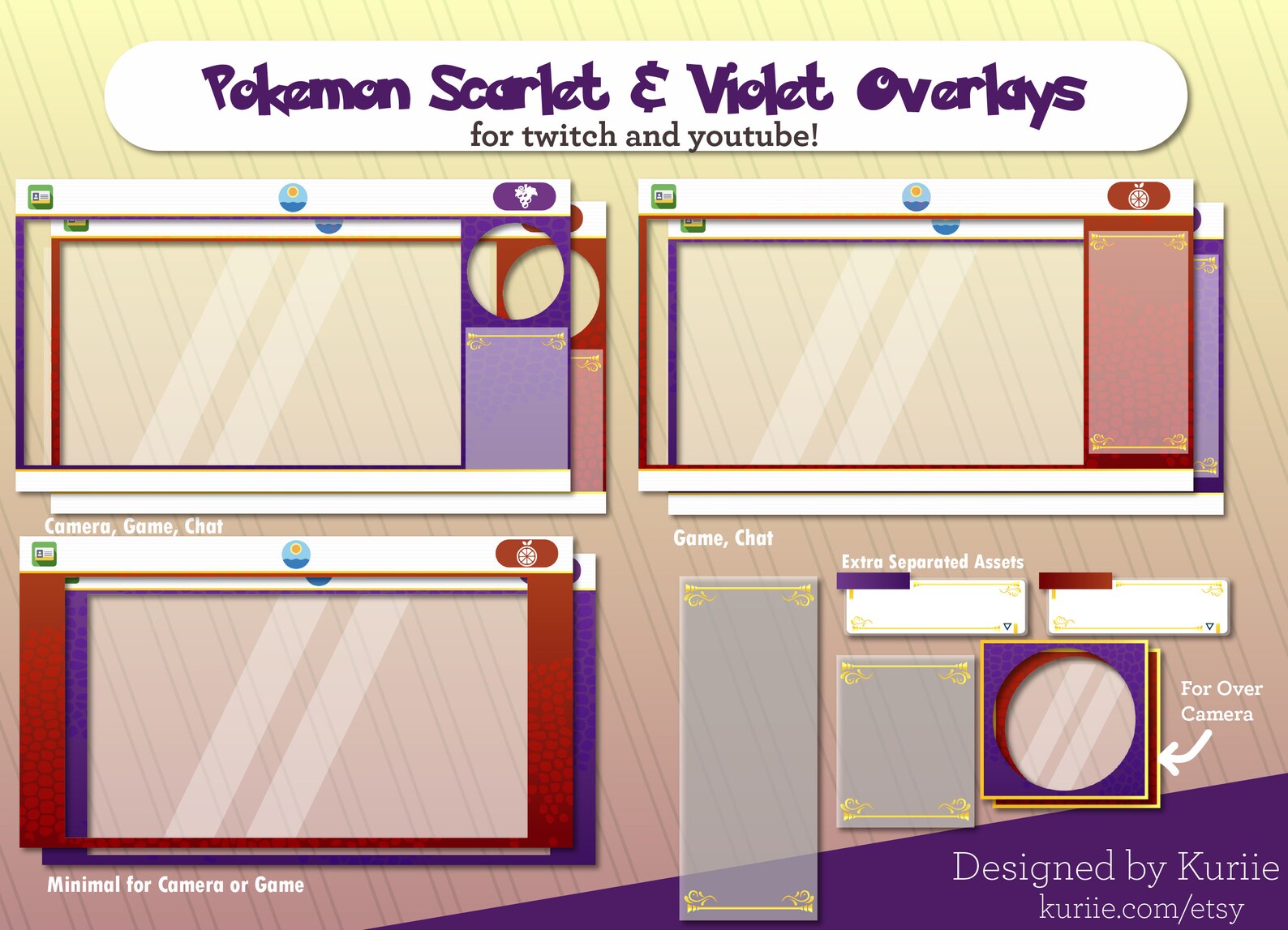 Pokémon Scarlet / Violet Stream Overlay Package | Animated Screens ...