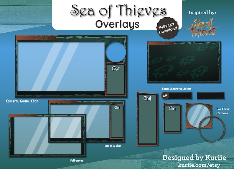 Sea of Thieves Stream Overlays (& Extra Assets) | for Twitch, Youtube ...