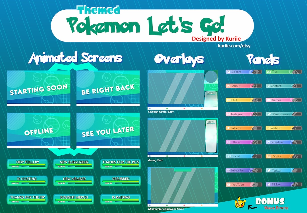 Pokemon Let's Go! Stream Overlay Package | Animated Screens | Overlays ...
