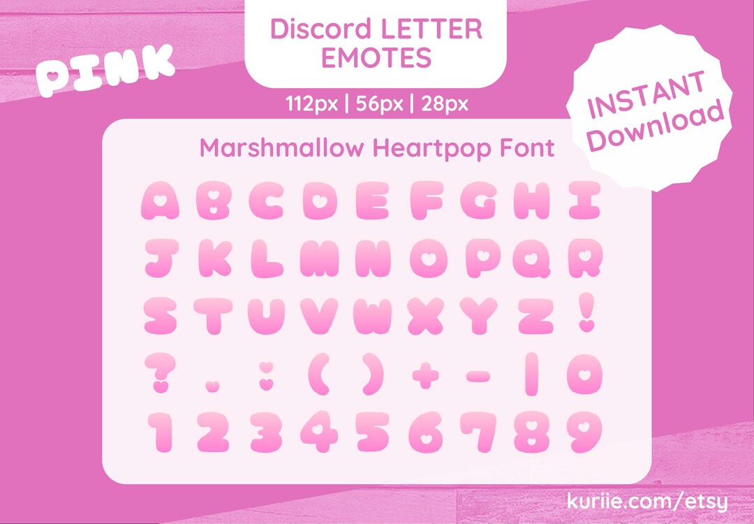 45 Discord LETTER & Number Emotes - Pink Marshmallow Design - INSTANT ...