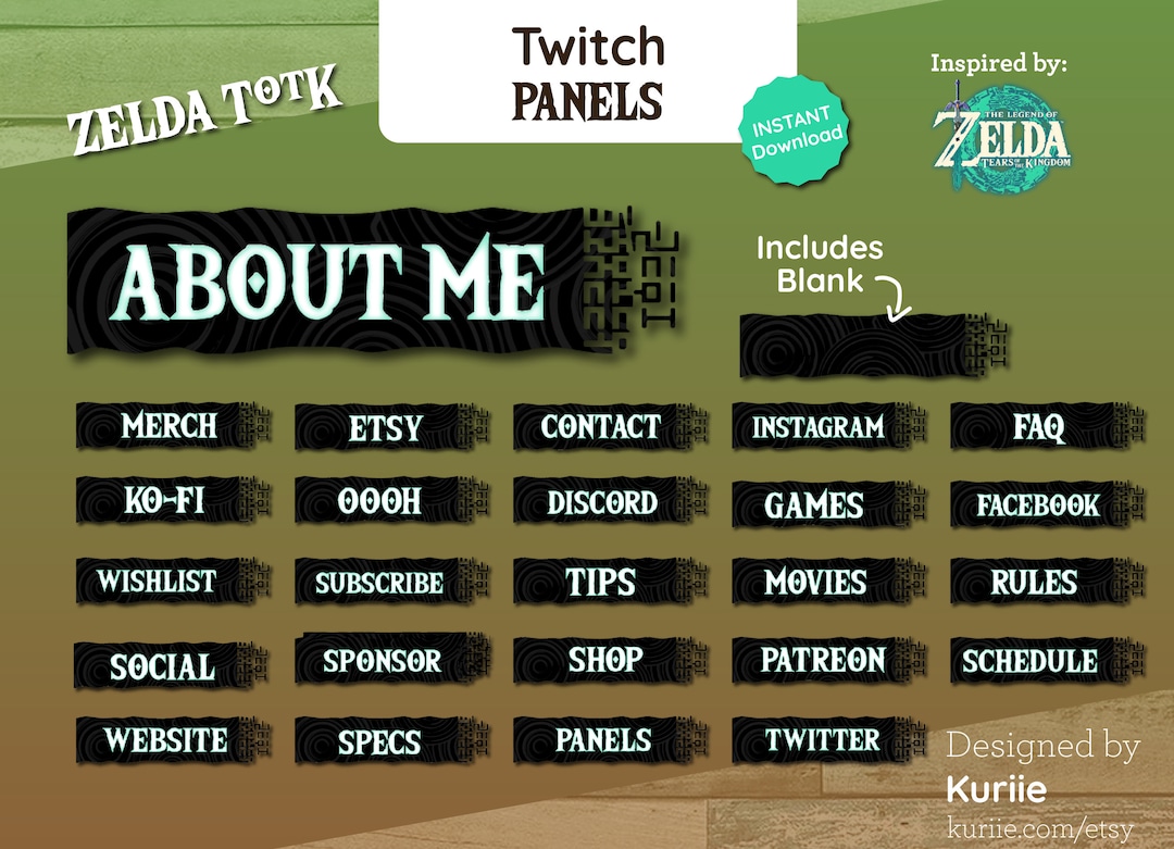 26 Zelda Tears of the Kingdom Style Panels (totk) - CYAN Glow | Twitch ...
