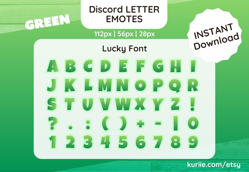 45 Discord LETTER & Number Emotes -green Lucky Design - INSTANT ...