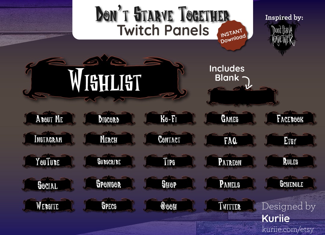 24 Don't Starve Together Style Panels (DST) | Twitch | - INSTANT ...