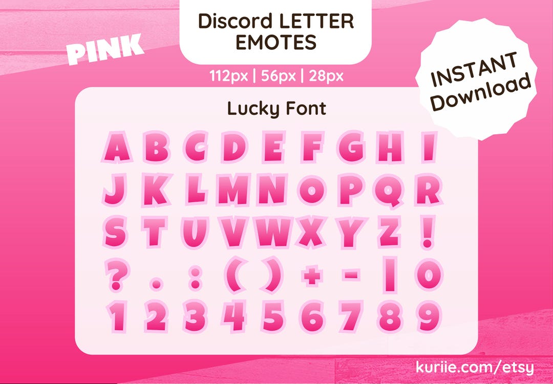 45 Discord LETTER & Number Emotes -pink Lucky Design - INSTANT DOWNLOAD ...