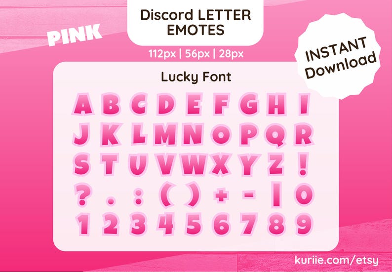 45 Discord LETTER & Number Emotes -pink Lucky Design - INSTANT DOWNLOAD ...