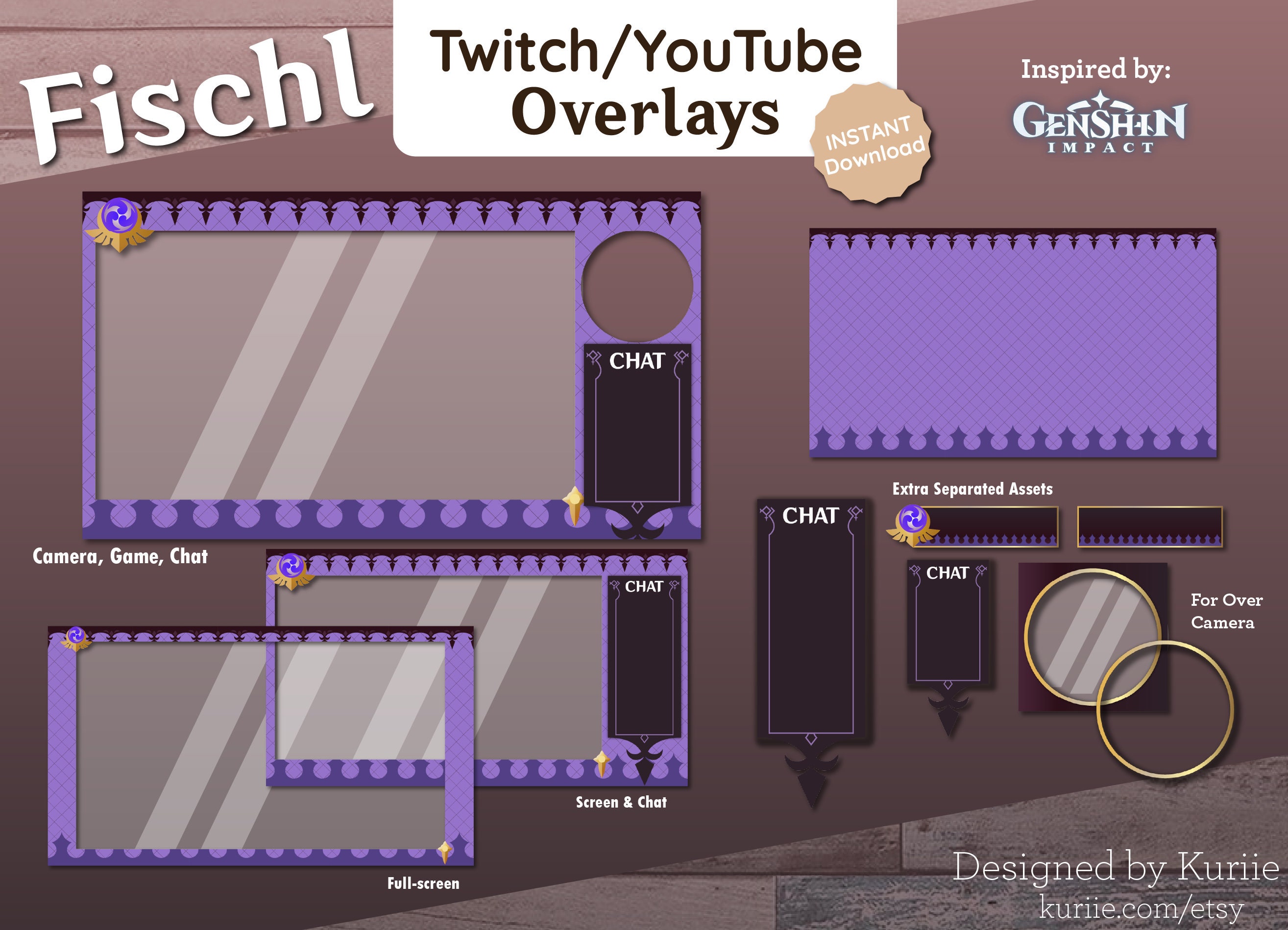 Fischl - Genshin Impact Inspired Stream Overlays (& Extra Assets) | for ...