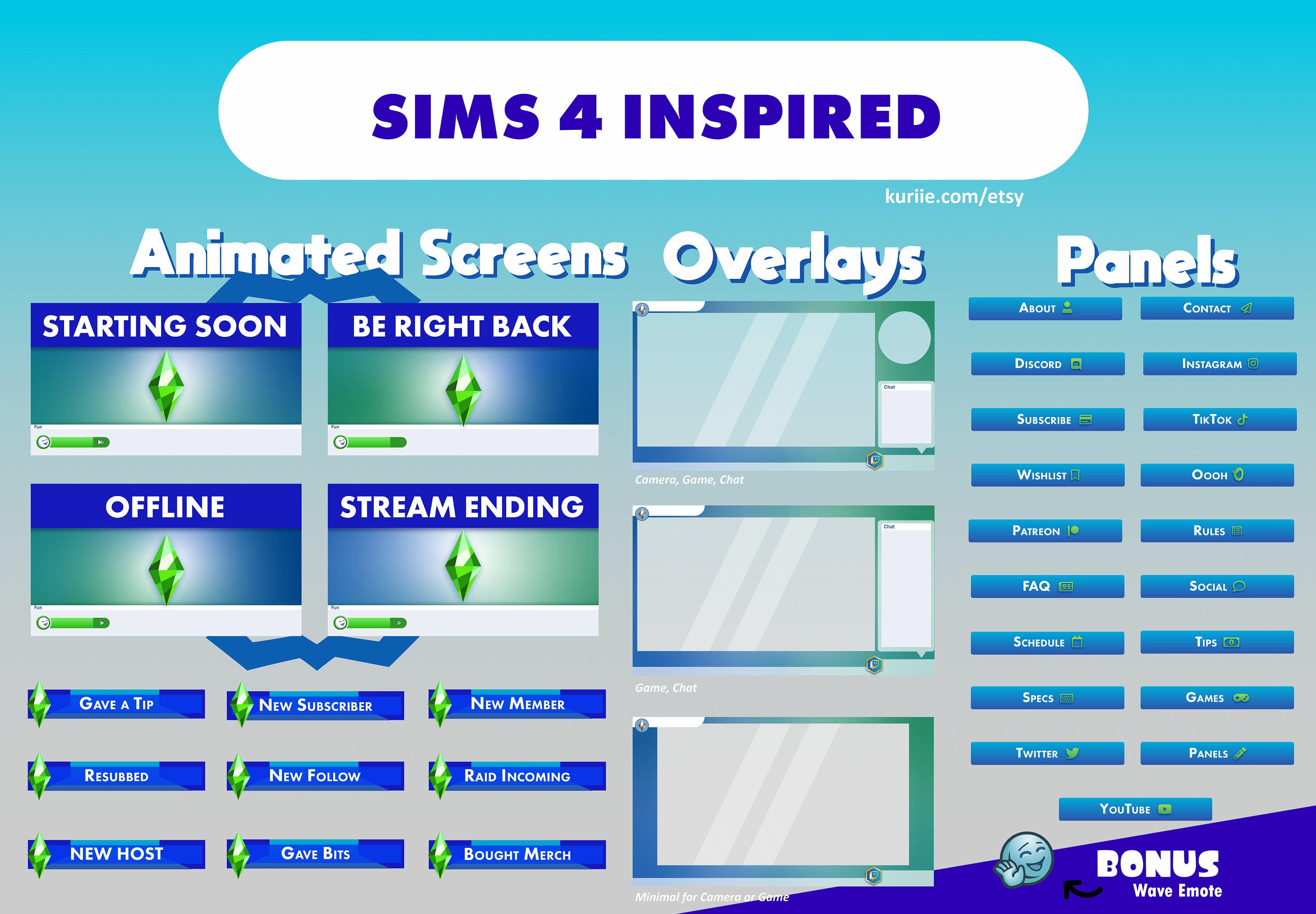 The Sims Stream Overlay Package | Animated Screens | Overlays | Panels ...