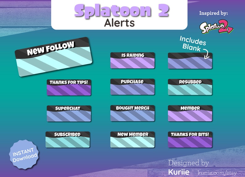 Splatoon 2 Stream Overlay Package | Animated Screens | Overlays ...