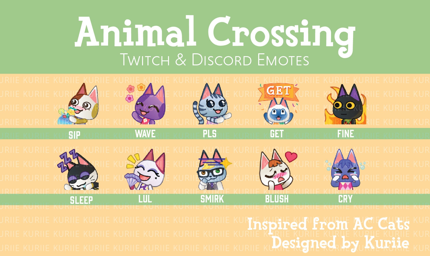 Twitch / Youtube / Discord Emotes - 10 Animal Crossing Cats Bundle ...