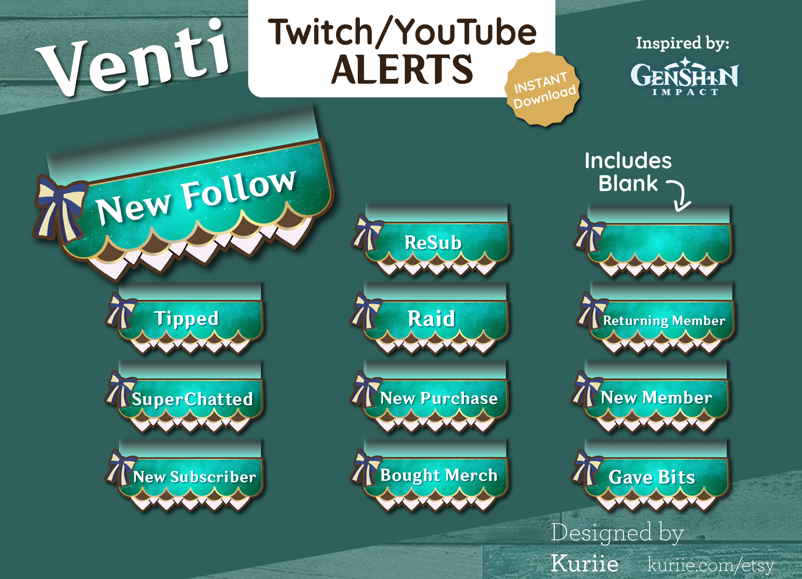 12 Venti - Genshin Impact Inspired Static Alerts | for Twitch and ...