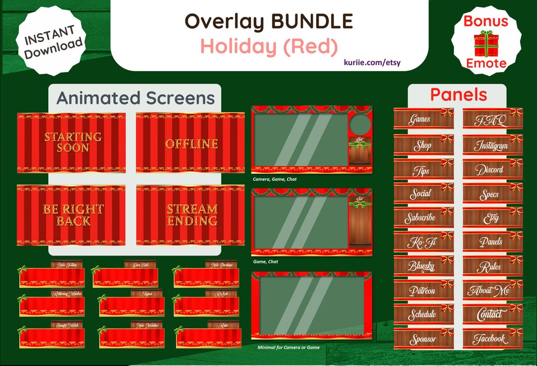 Christmas Holiday Stream Package Bundle | Animated Screens | Overlays ...