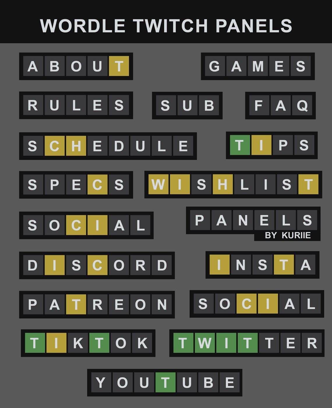 17 Wordle Twitch Panels - INSTANT DOWNLOAD! - Etsy