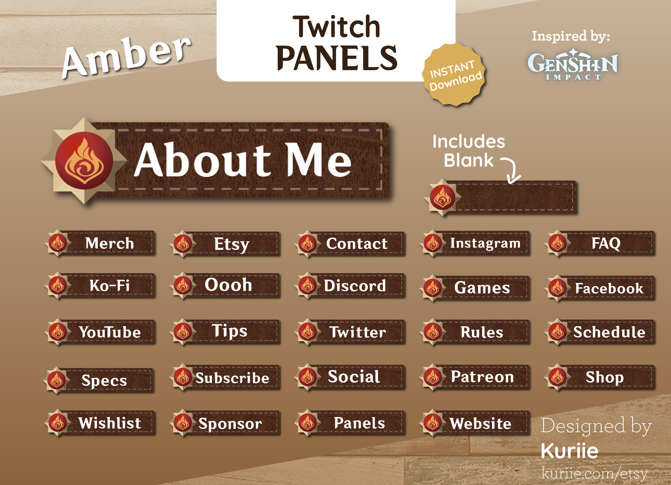25 Amber Genshin Impact Inspired Panels (pyro) | Twitch | - INSTANT ...