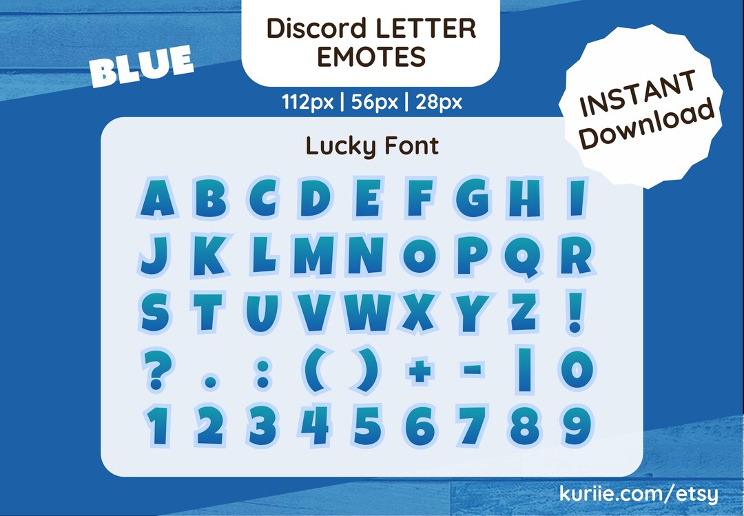 45 Discord LETTER & Number Emotes -blue Lucky Design - INSTANT DOWNLOAD ...