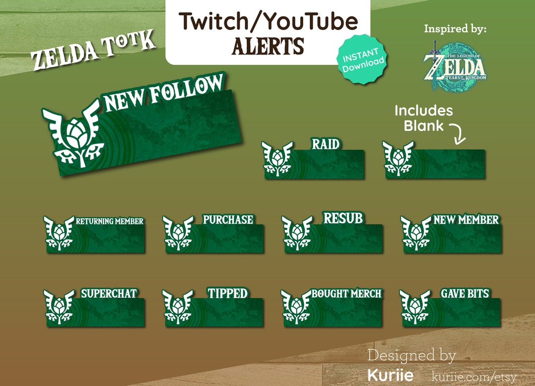 12 Zelda Tears of the Kingdom (totk) Style Static Alerts | for Twitch ...