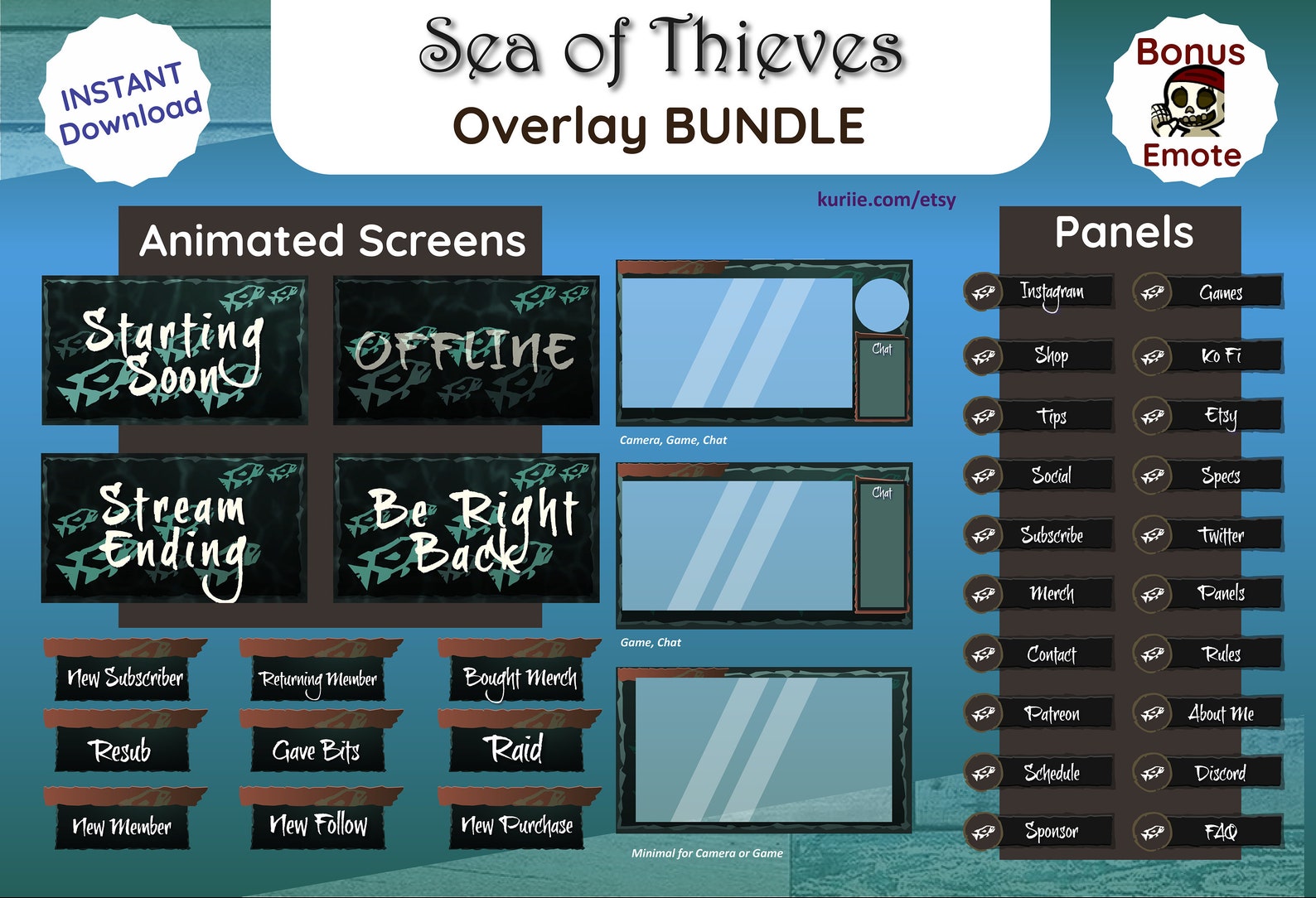 Sea of Thieves Stream Package Bundle | Animated Screens | Overlays ...