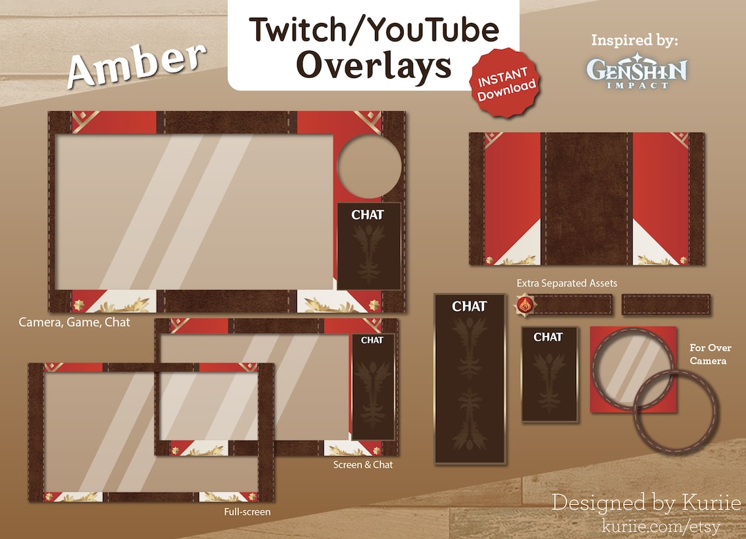 Amber Genshin Impact Inspired Stream Overlays (& Extra Assets) | for ...