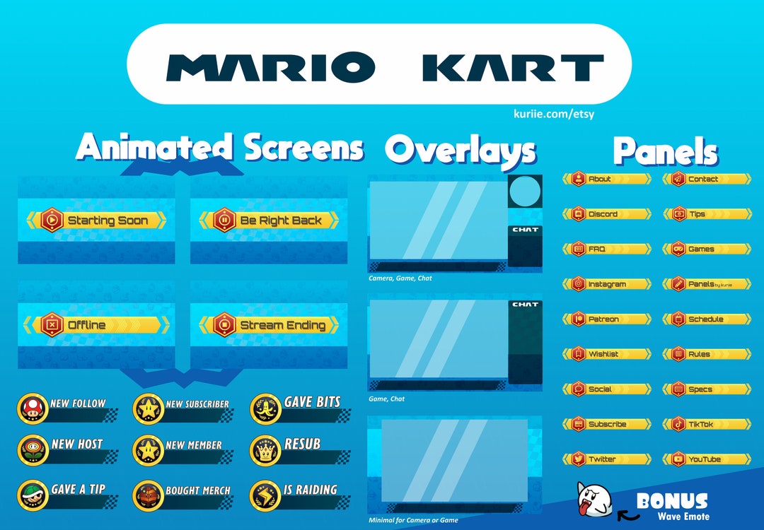 Mario Kart Stream Overlay Package | Animated Screens | Overlays ...