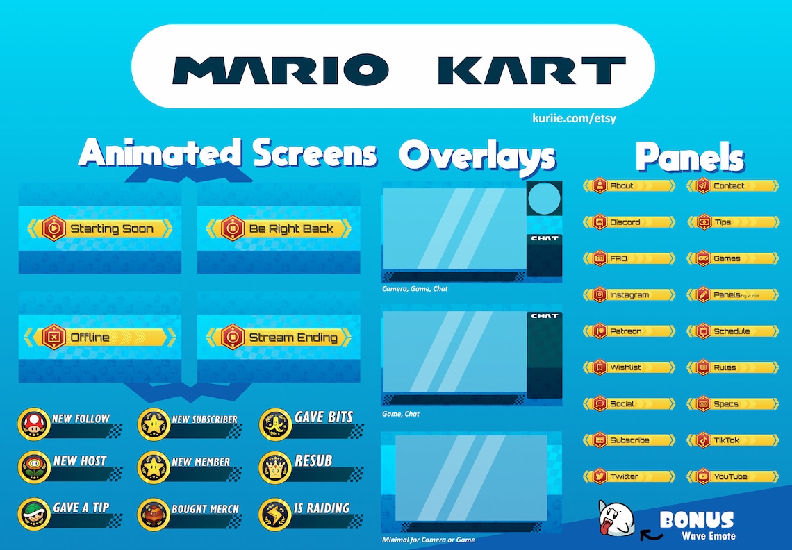 Mario Kart Stream Overlay Package | Animated Screens | Overlays ...