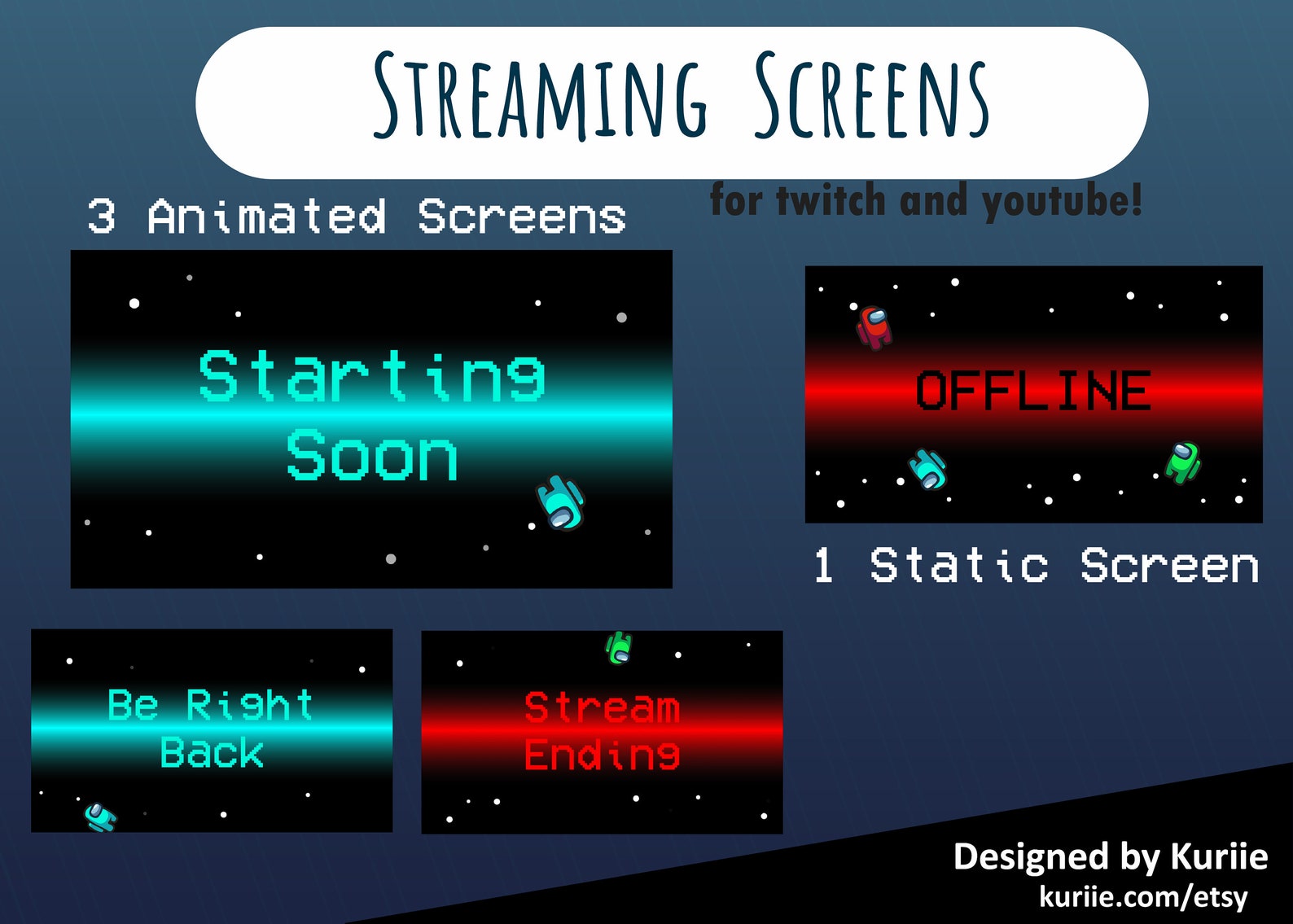 Among Us Stream Overlay Package | Animated Screens | Overlays | Panels ...