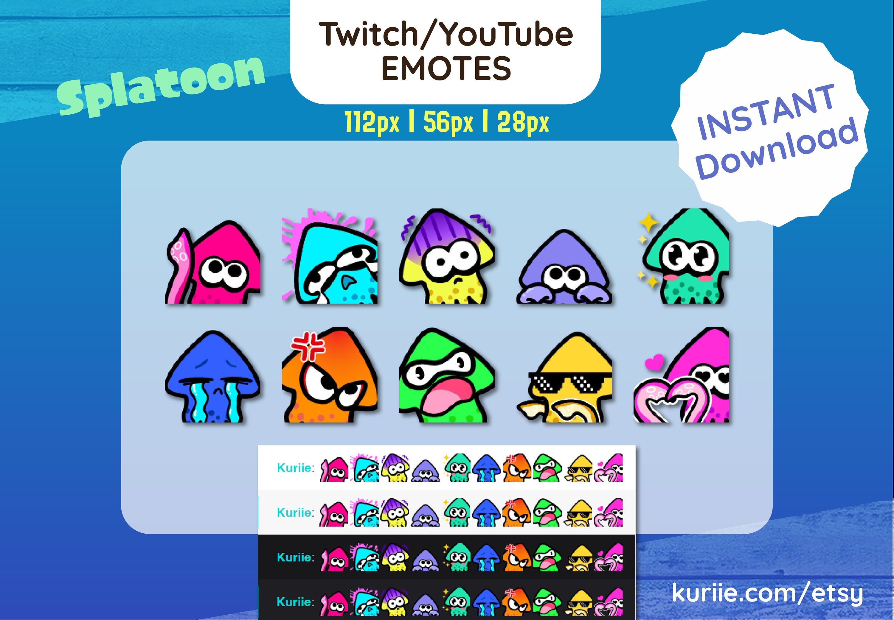 10 Splatoon Emotes BUNDLE for Twitch / Youtube / Discord / Facebook ...